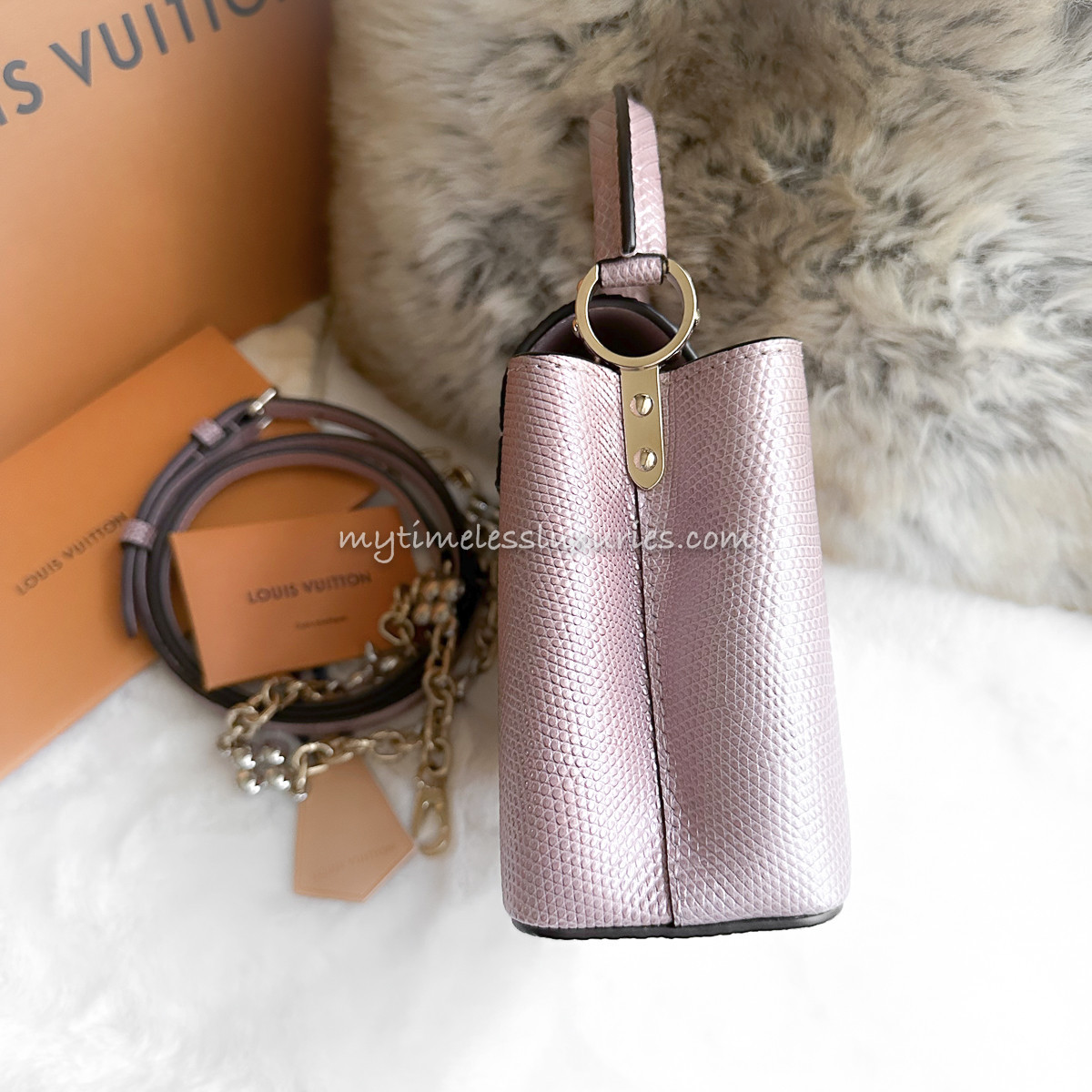 LOUIS VUITTON Capucines Mini Sakura Pink Lizard - Timeless Luxuries