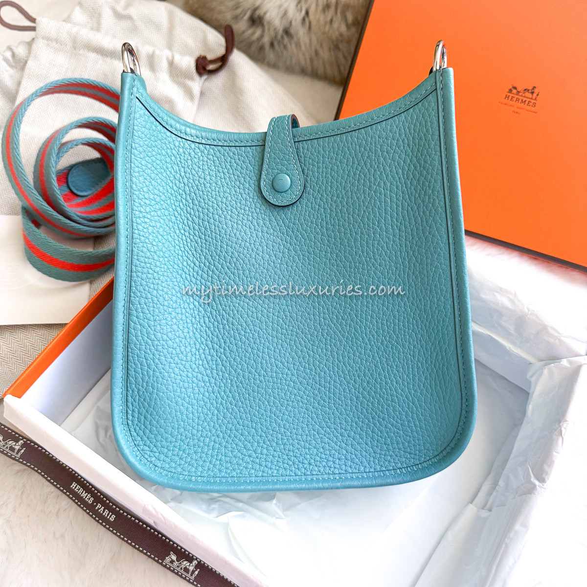 HERMES Mini Evelyne TPM 16 Bleu Saint Cyr - Timeless Luxuries
