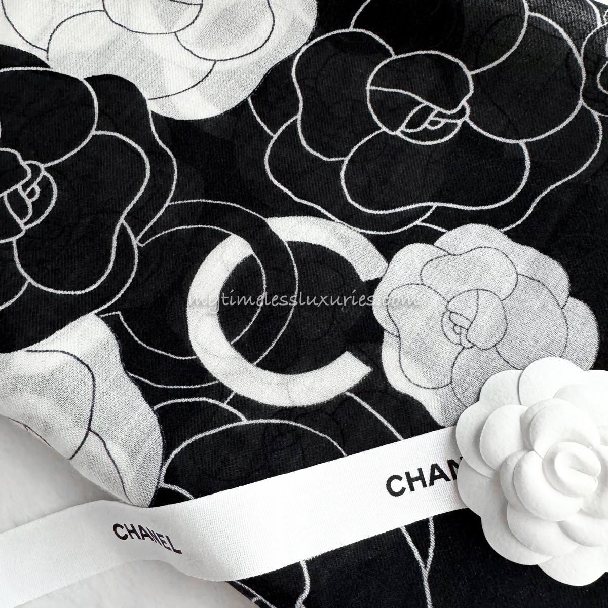 CHANEL 23K CC Camellia Cashmere Shawl - Timeless Luxuries