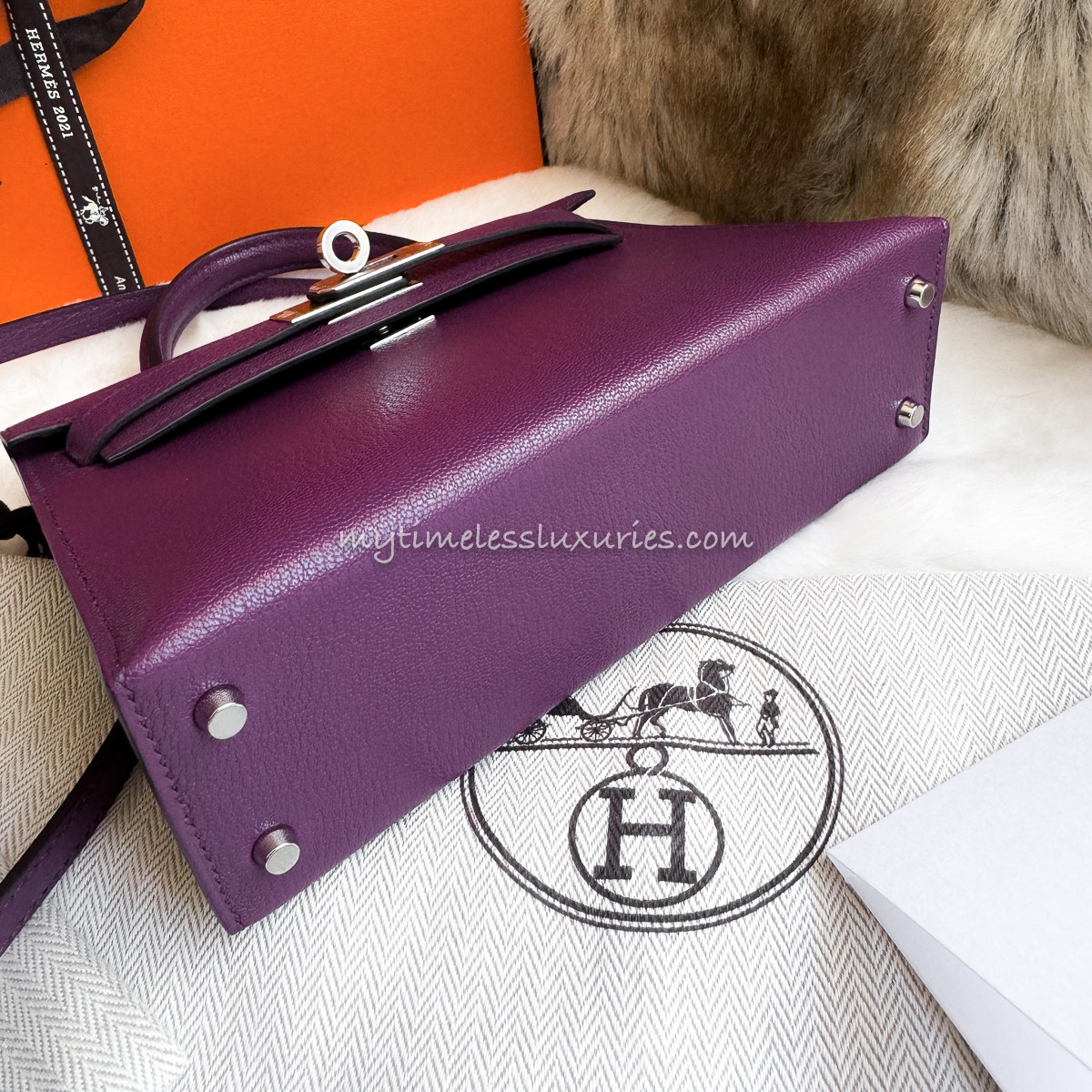 HERMES Mini Kelly II Anemone Chèvre Mysore PHW - Timeless Luxuries