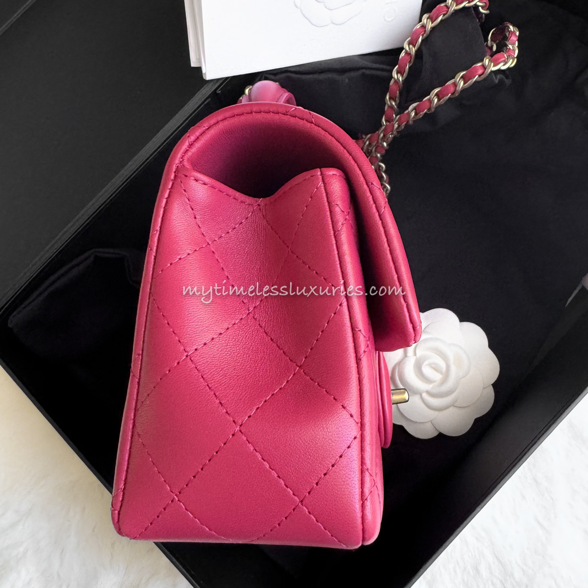 CHANEL 21A Dk Pink Mini Top Handle GHW - Timeless Luxuries