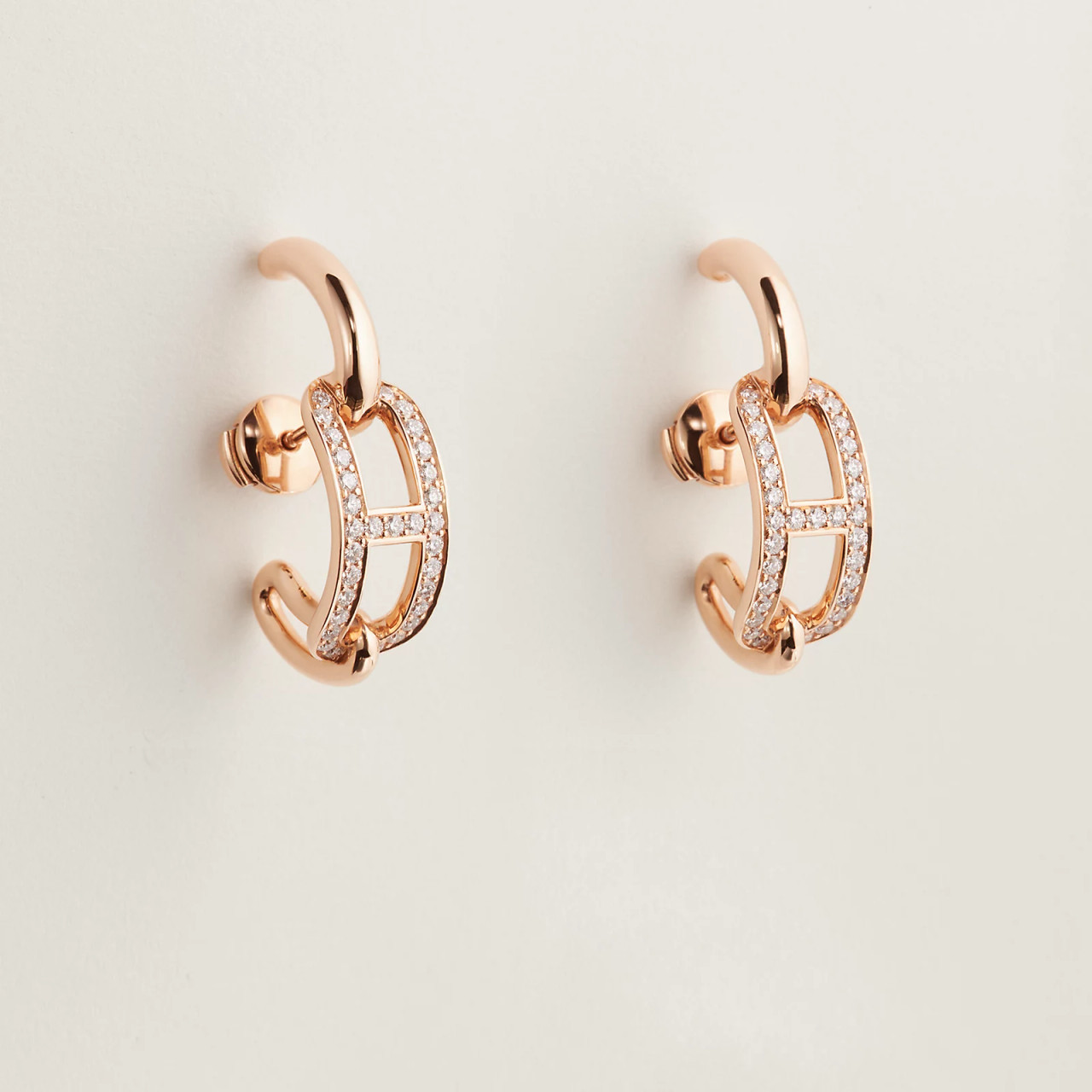 HERMES Adage Earrings Diamonds RG *New - Timeless Luxuries