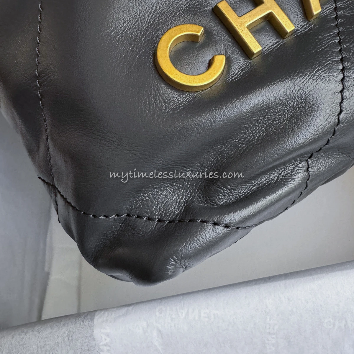 CHANEL 23B Dk Grey Calfskin Mini 22 GHW *New - Timeless Luxuries