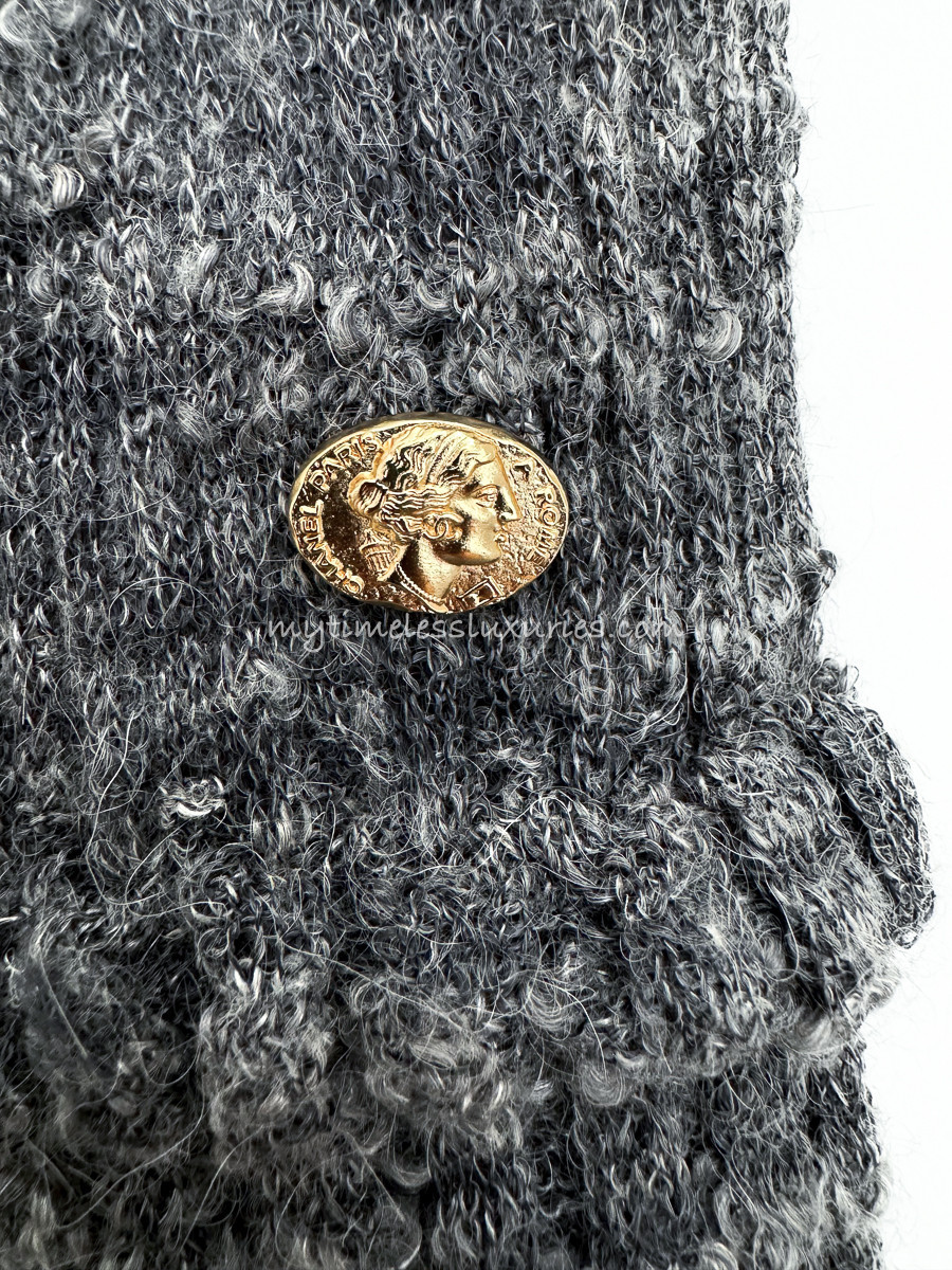 CHANEL 16A Paris in Rome Knit Dress 40 Grey - Timeless Luxuries