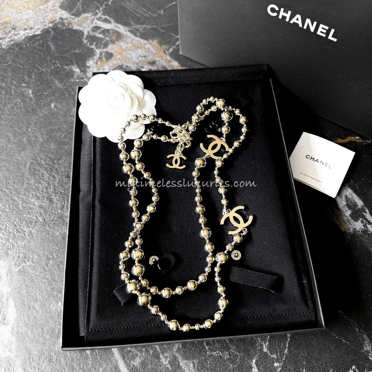 CHANEL 21S CC Gold Bead Long Necklace *New - Timeless Luxuries