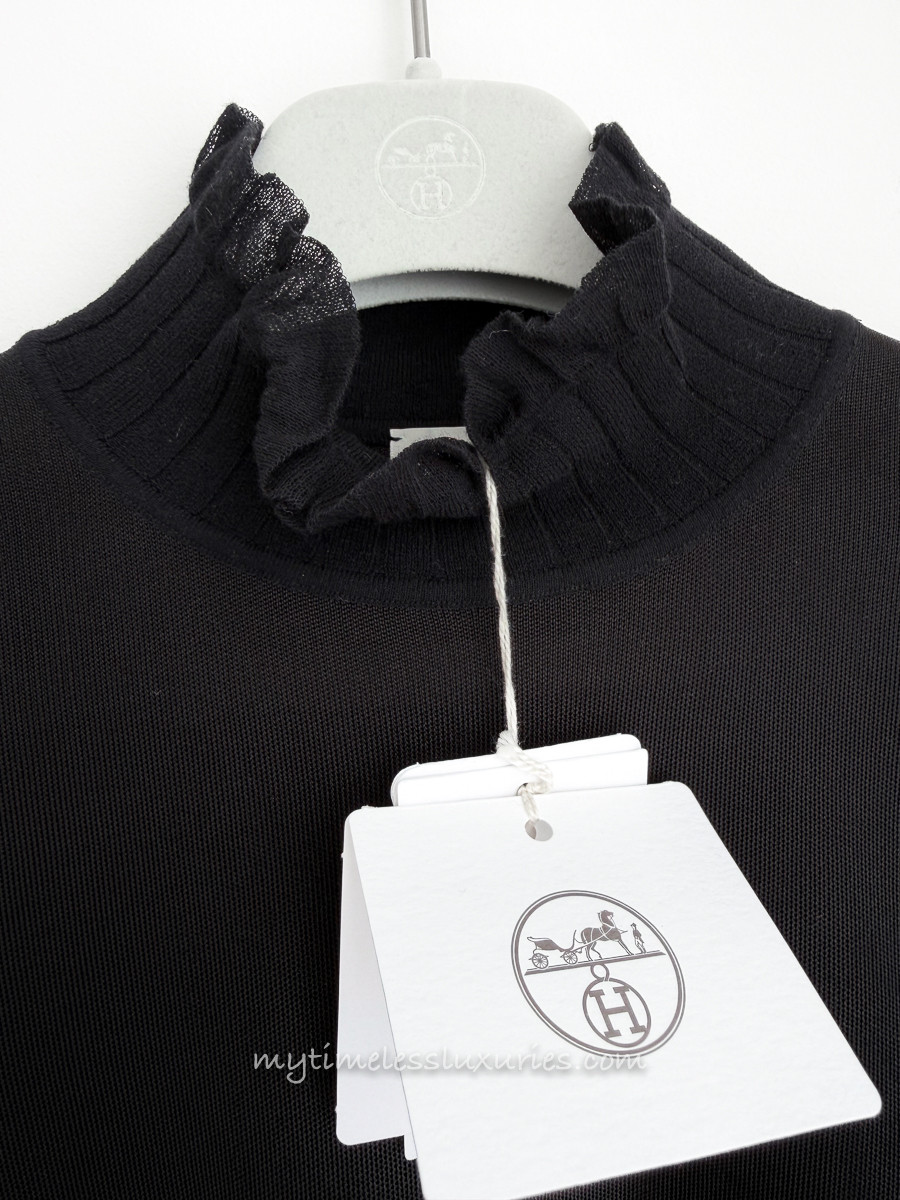 HERMES Silk Knit Top Ruffle Details *New - Timeless Luxuries