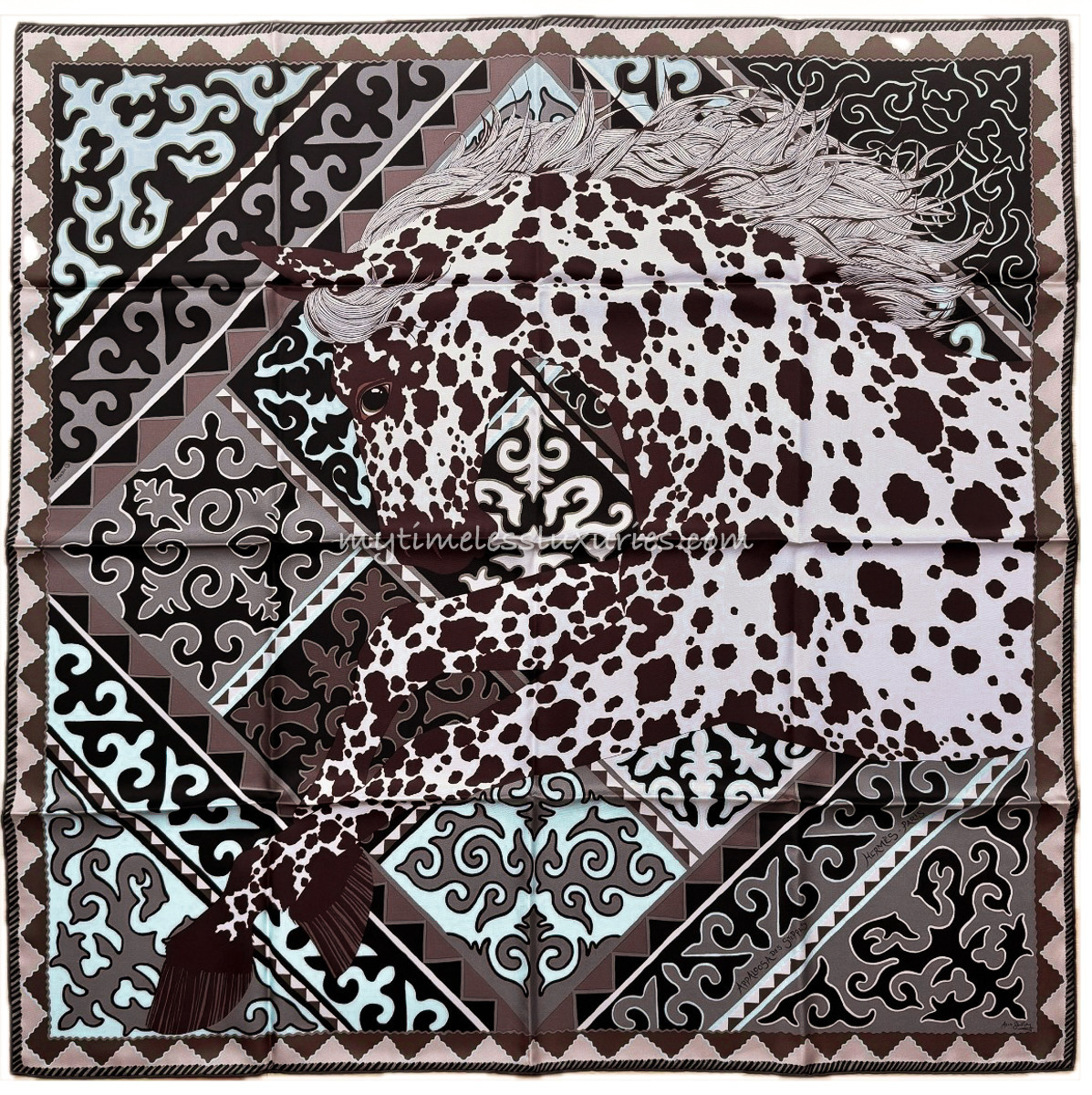 HERMES 'Appaloosa des Steppes' by Alice Shirley Silk Twill 90 Scarf ...