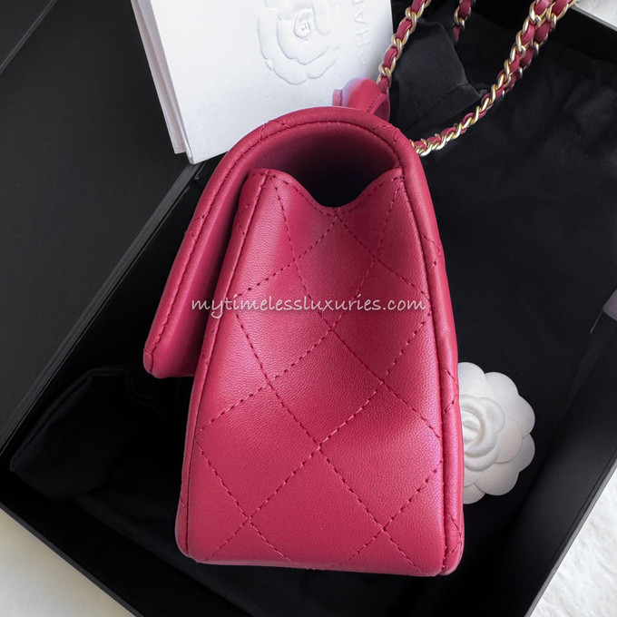 CHANEL 21A Dk Pink Mini Top Handle GHW - Timeless Luxuries