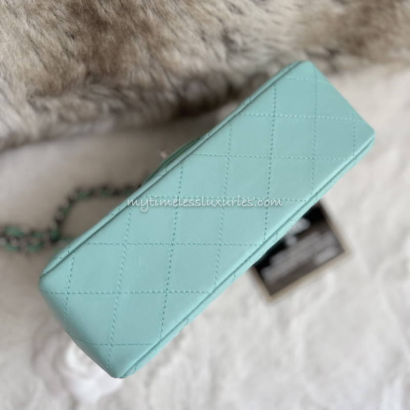 CHANEL 19C Tiffany Blue Mini Rectangular Flap Bag *New - Timeless Luxuries