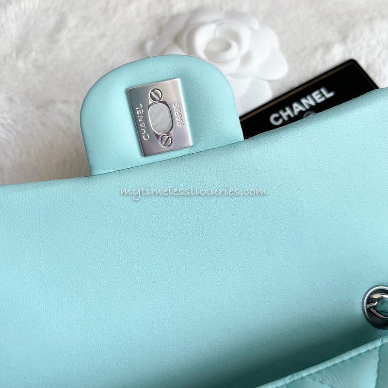 CHANEL 19C Tiffany Blue Mini Rectangular Flap Bag *New - Timeless Luxuries