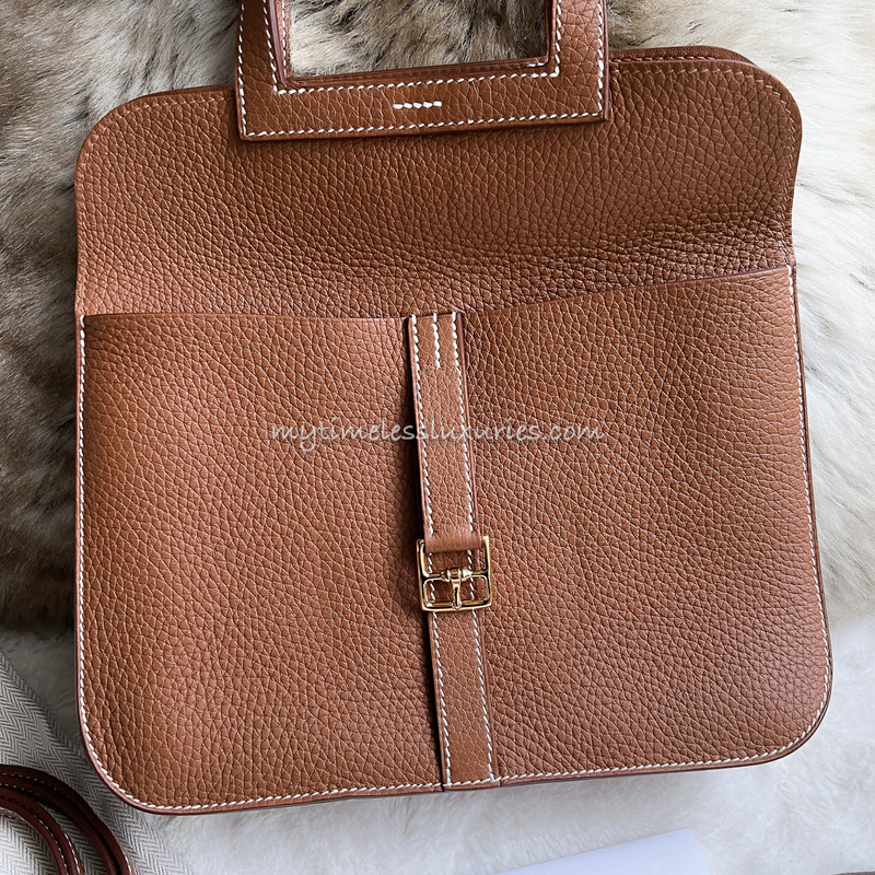HERMES Halzan 25 Gold Clemence GHW Z - Timeless Luxuries