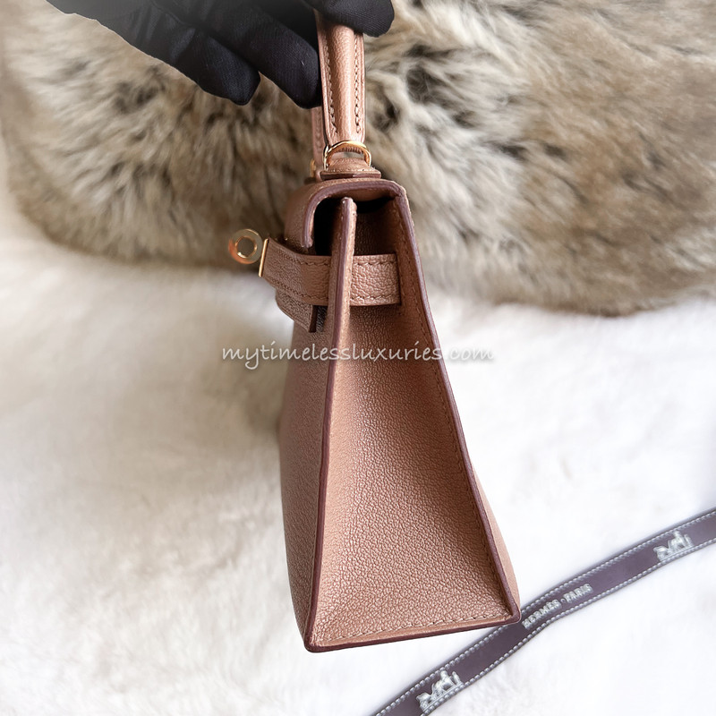 HERMES Mini Kelly II Quebracho Chèvre Mysore GHW - Timeless Luxuries
