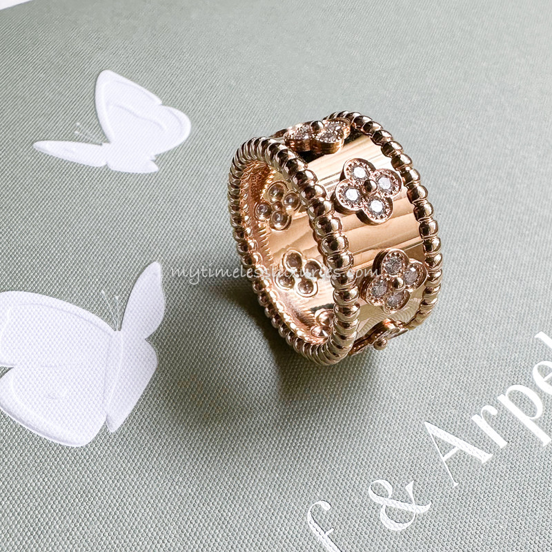 VAN CLEEF & ARPELS Perlée Clovers Ring 18K RG Diamonds 55 - Timeless ...