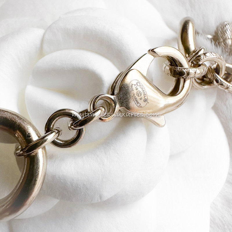 CHANEL 18B Leather Bow, Pearl & Medallion Chain Belt/ Necklace ...