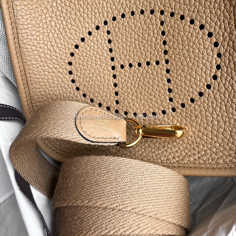 HERMES Mini Evelyne TPM 16 Biscuit GHW - Timeless Luxuries