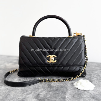 CHANEL Chevron Calfskin Coco Handle GHW - Timeless Luxuries