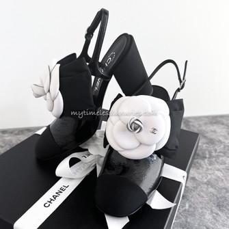 CHANEL 23K Runway Camellia Slingback Shoes 34.5 *New - Timeless Luxuries