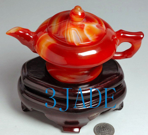 Carnelian / Red Agate Carving / Sculpture: Teapot / Tea Pot Statue ...