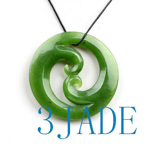 2" Green Jade Double Koru Pendant Necklace NZ Maori Greenstone Pounamu ...