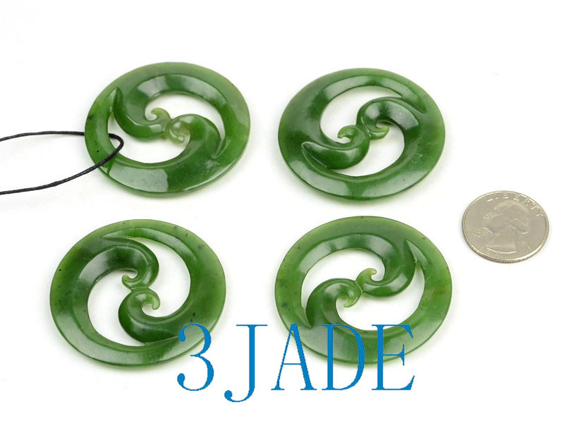 2" Green Jade Double Koru Pendant Necklace NZ Maori Greenstone Pounamu ...