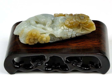 Natural Hetian Nephrite Jade Rotten Tree & Bird Statue Sculpture ...