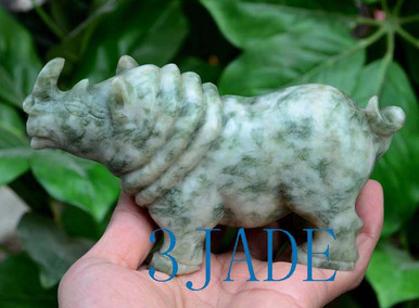 Natural Serpentine Stone Rhino Statue Rhinoceros Sculpture Carving ...