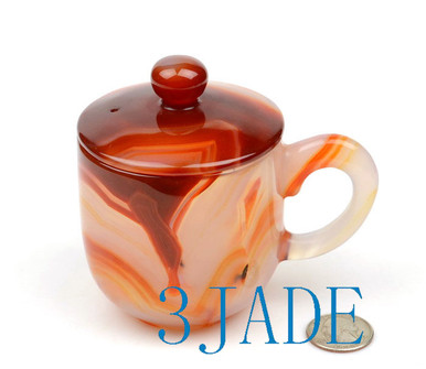 Handmade Carnelian Mug / Red Agate Stone Tea Cup with Lid - 3JADE ...