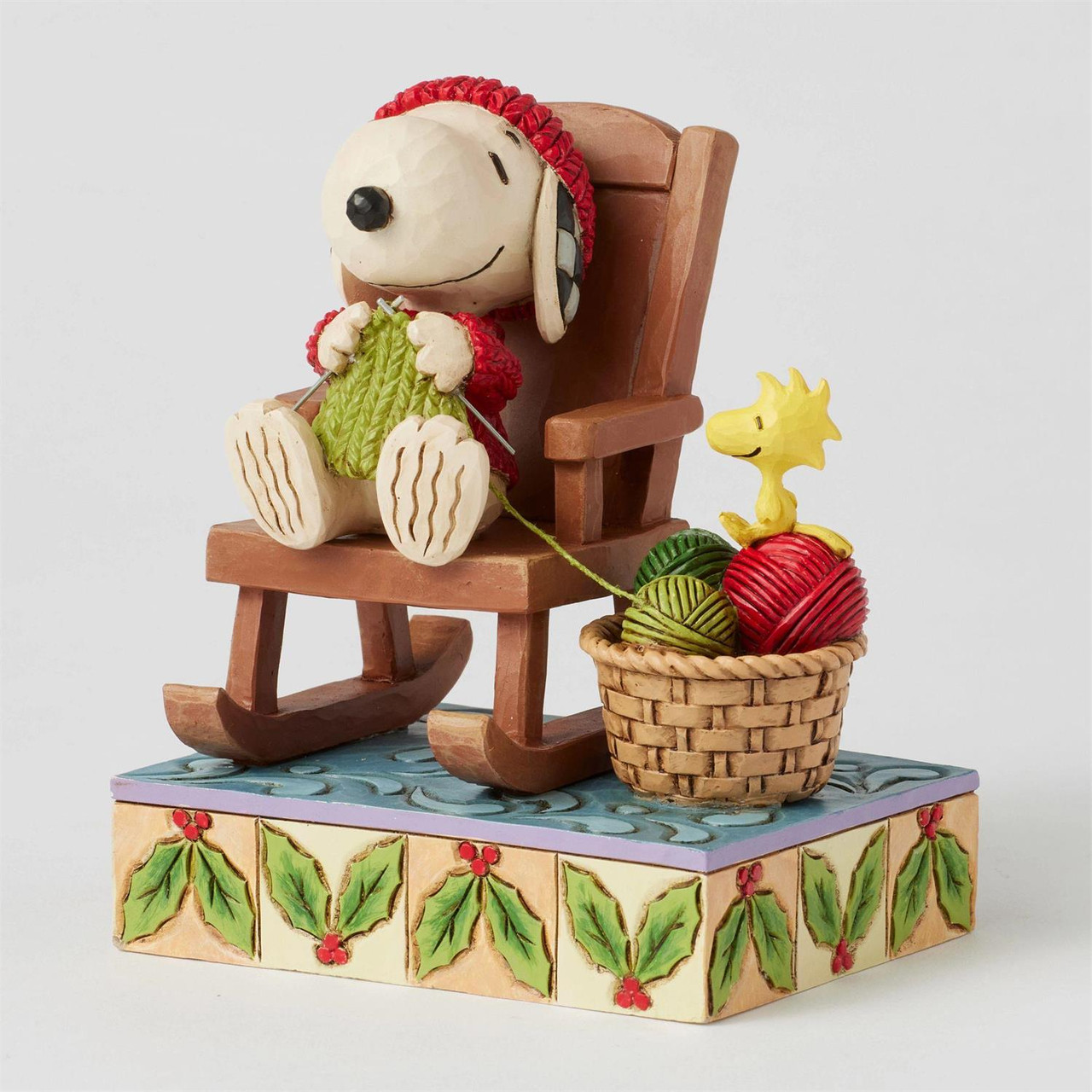 Snoopy Woodstock Rocking Chair Knitting Christmas Figurine 5" Tall