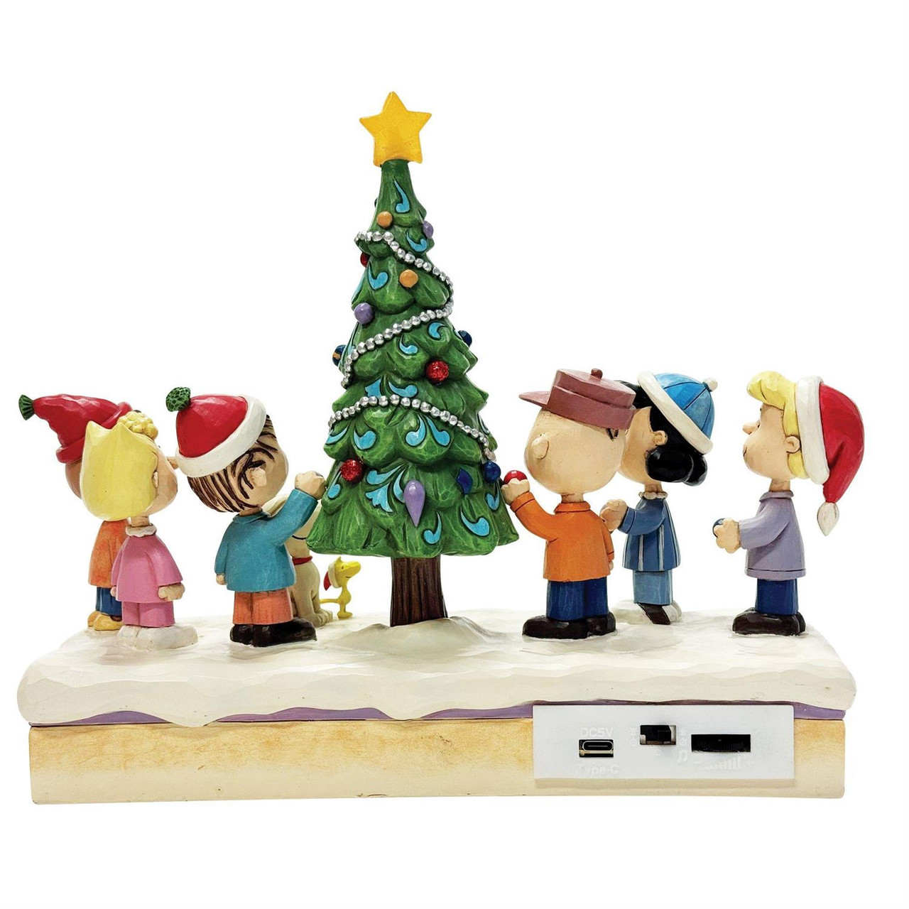 Peanuts Decorating Lighted Christmas Tree