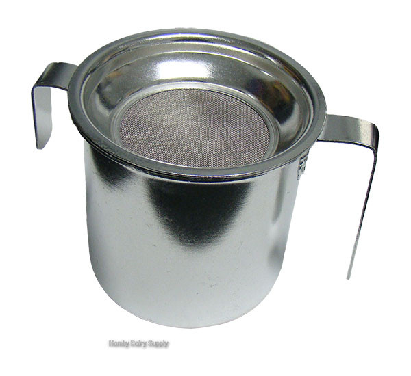 Aluminum Strip Cup with stainless screen insert - Hamby Dairy Supply
