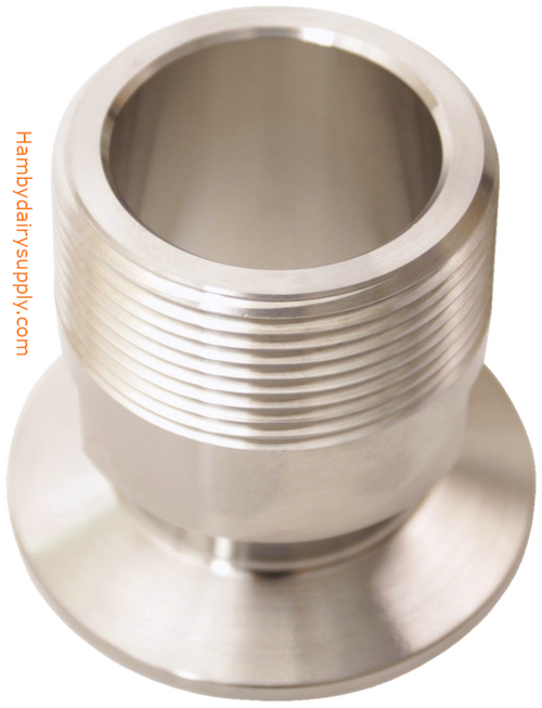 Clamp x MPT 2.0 x 1.5 Stainless Steel Reducer Adapter - Hamby Dairy Supply