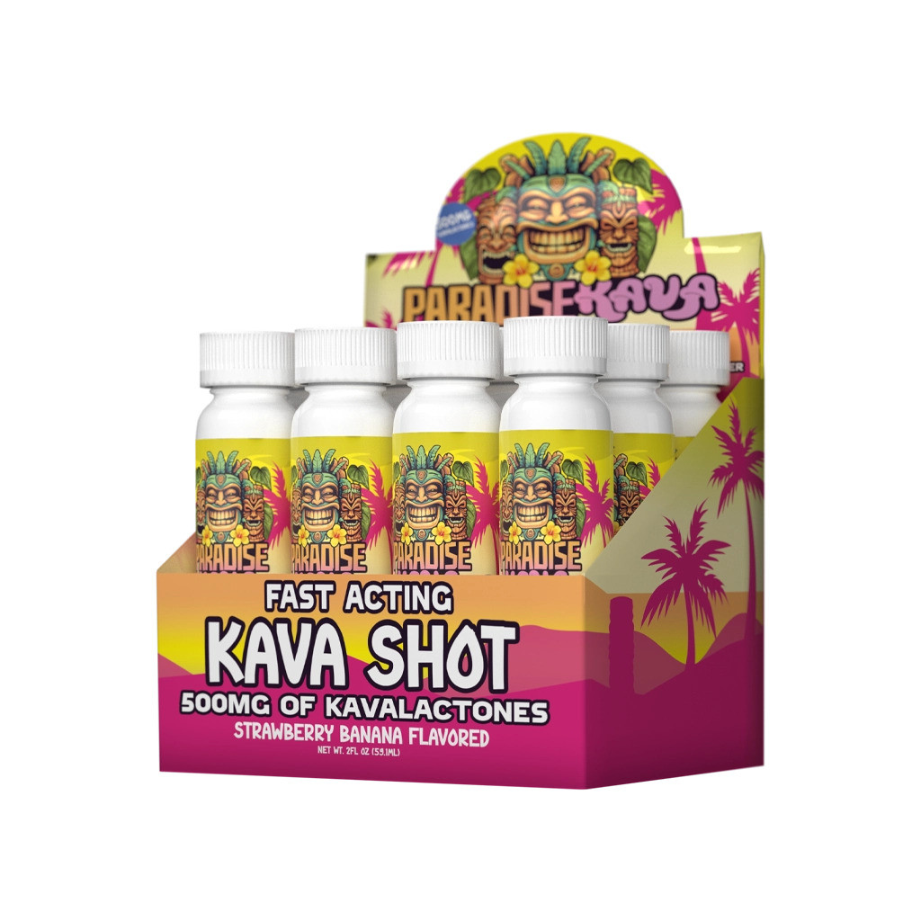 Paradise Kava Fast Acting Strawberry Banana Kava Shot - Calm Leaf