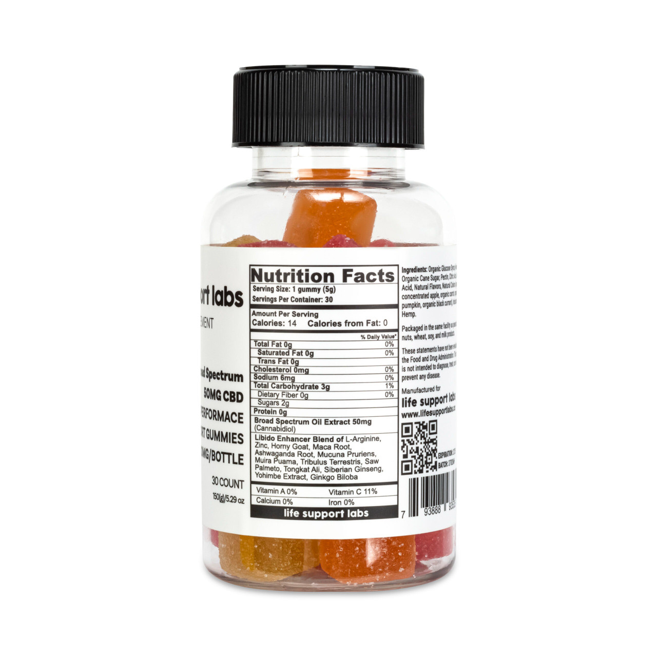 Life Support Labs Broad Spectrum CBD Male Performance Gummies - Calm Leaf