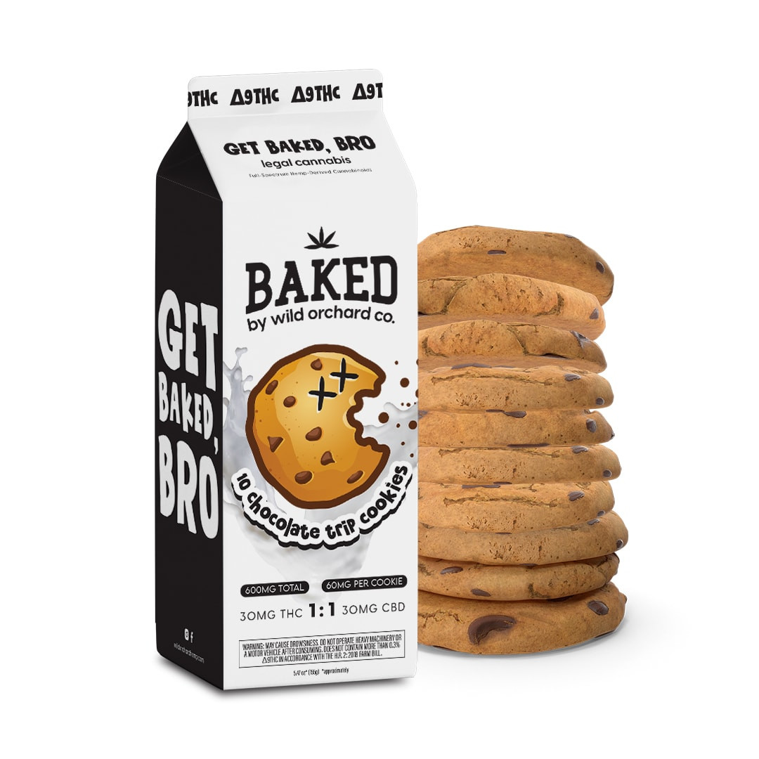 Wild Orchard Baked Delta 9 THC + CBD 1:1 Chocolate Trip Cookies - The ...
