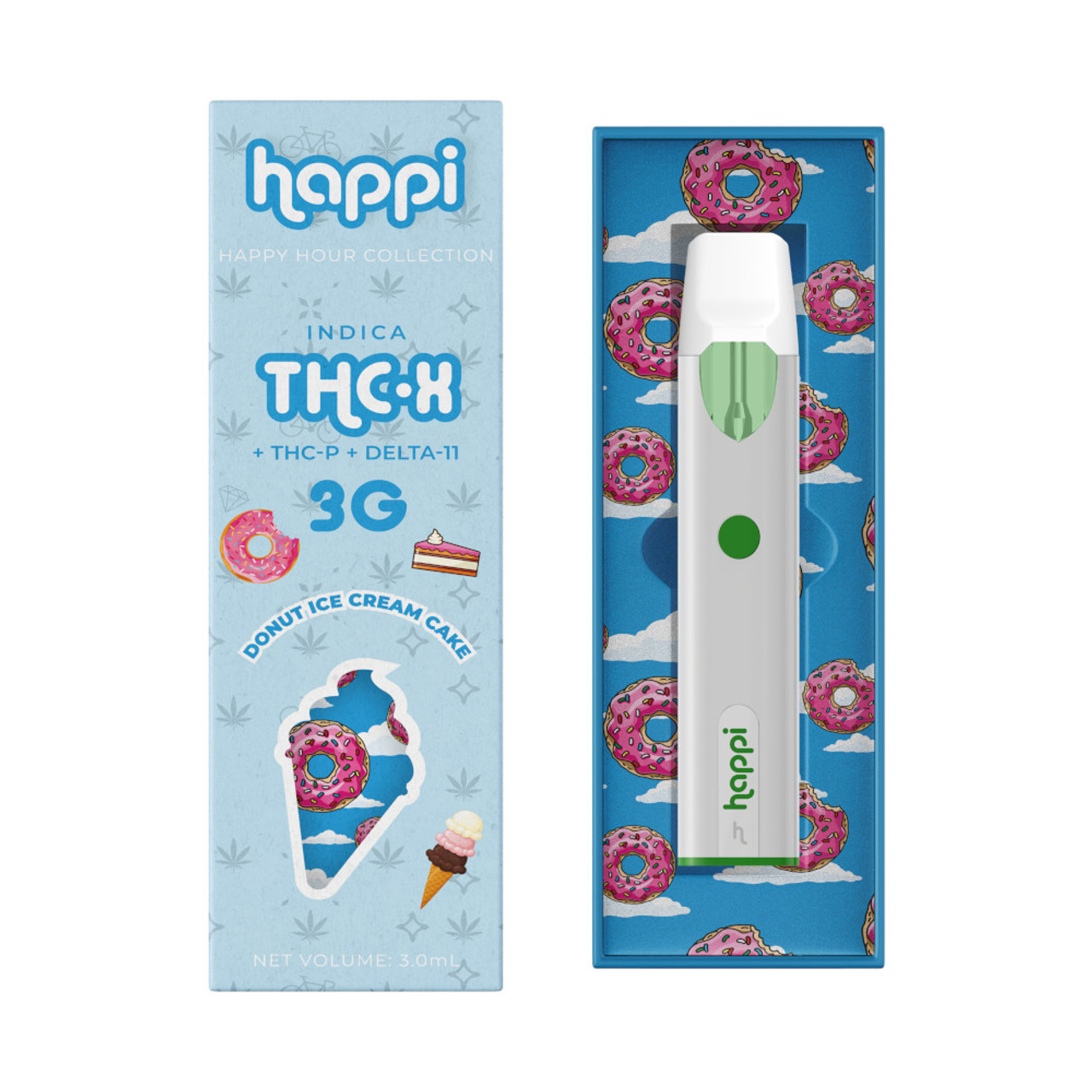 Happi THC-X + THC-P + Delta 11 THC Disposable 3ml Vape Pen - The Calm Leaf