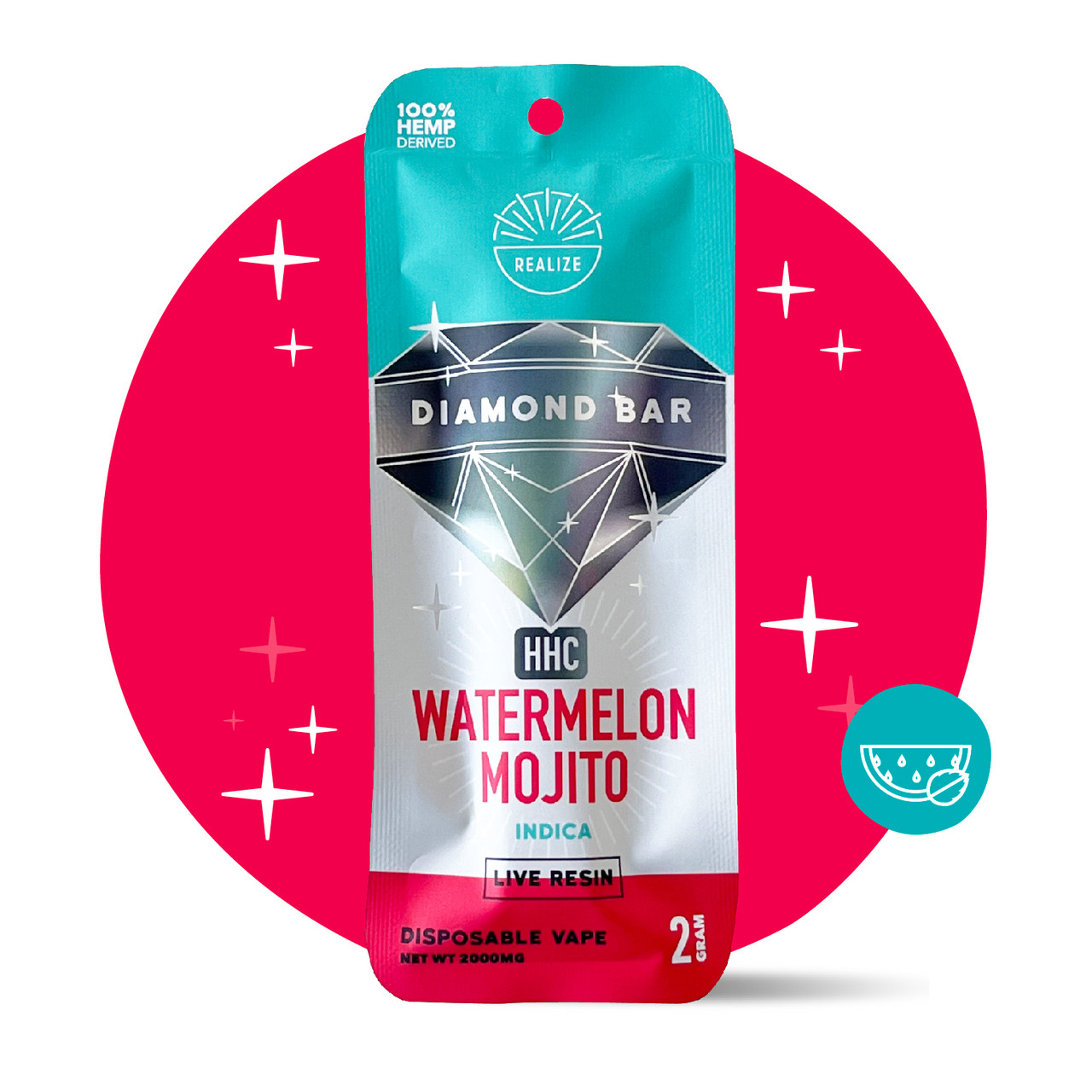 Realize HHC Diamond Disposable Live Resin Vape Bar - The Calm Leaf