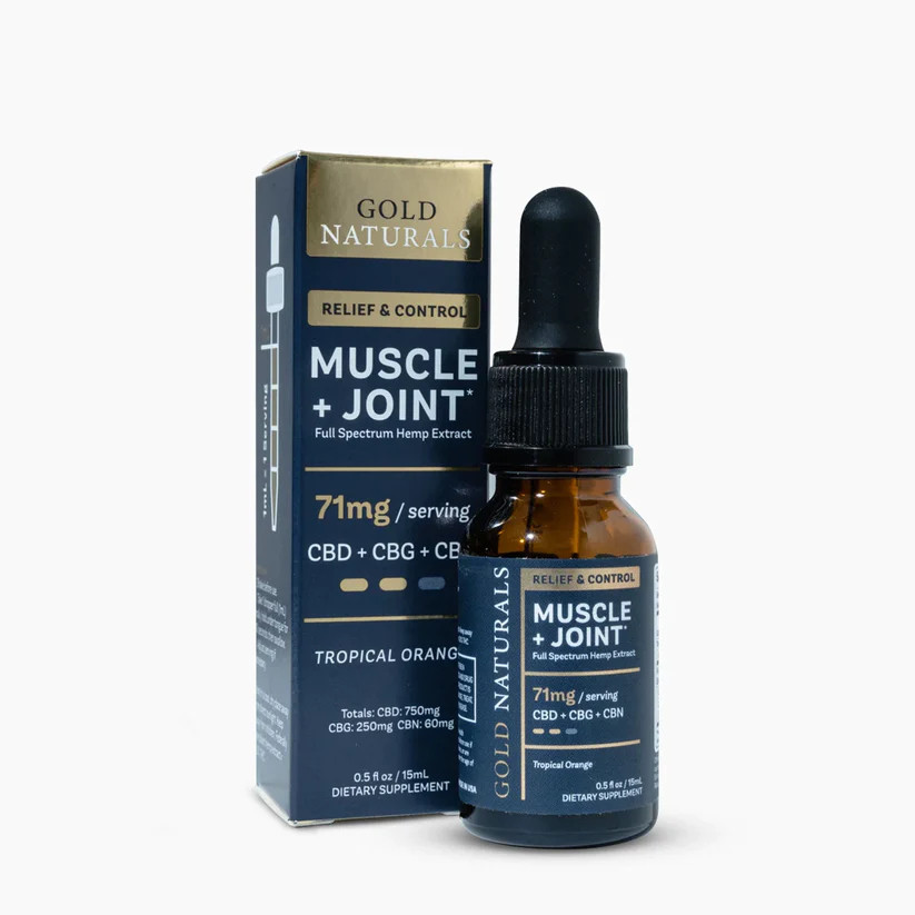 Gold Naturals Muscle and Joint CBD + CBG + CBN Tincture - Calm Leaf