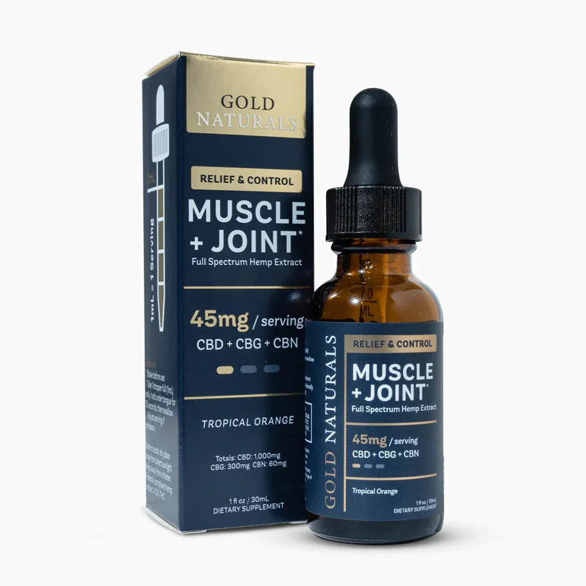 Gold Naturals Muscle and Joint CBD + CBG + CBN Tincture - Calm Leaf