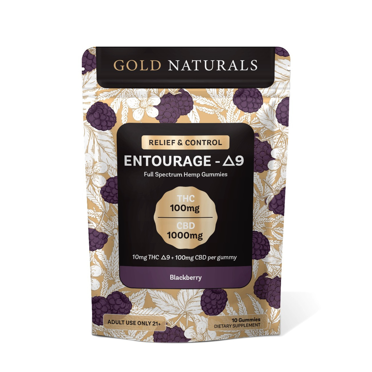 Gold Naturals Relief & Control Entourage Delta 9 THC + CBD Gummies ...