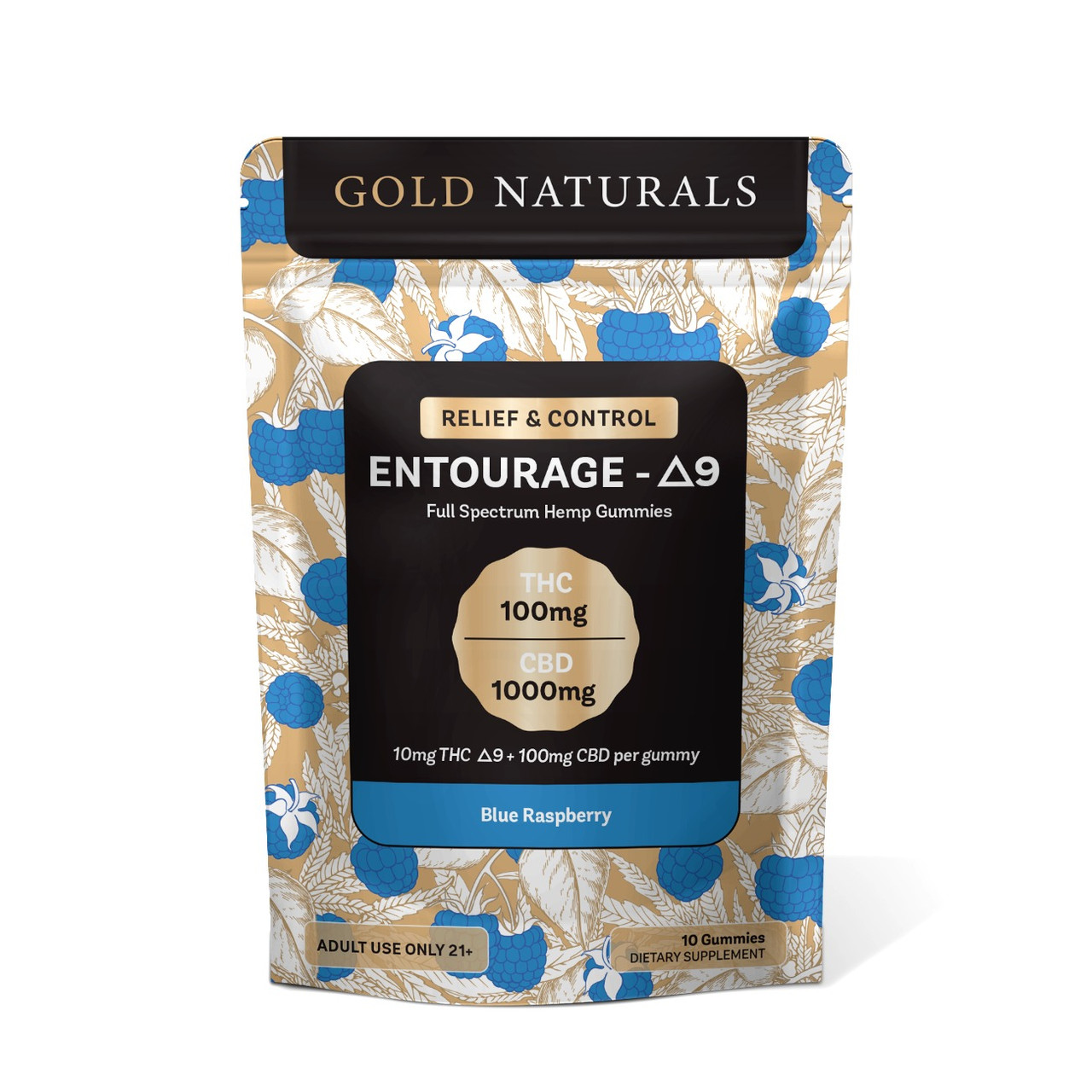 Gold Naturals Relief & Control Entourage Delta 9 THC + CBD Gummies ...