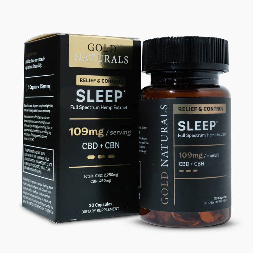 Gold Naturals Full Spectrum CBD + CBN Sleep Soft Gels - The Calm Leaf