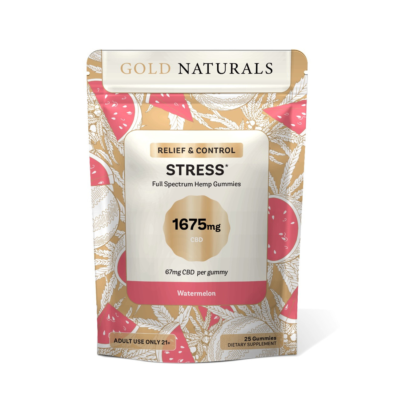 Gold Naturals Full Spectrum CBD Stress Relief Gummies - The Calm Leaf