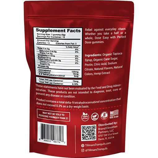 Tillmans Tranquils CBN + CBD + D9 THC 25:2:1 Blend Cherry Night Gummies ...
