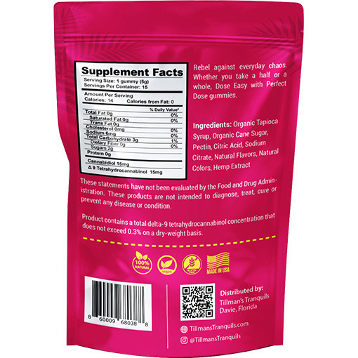 Tillmans Tranquils CBD + D9 THC 1:1 Lemonade Perfect Dose Gummies - The ...