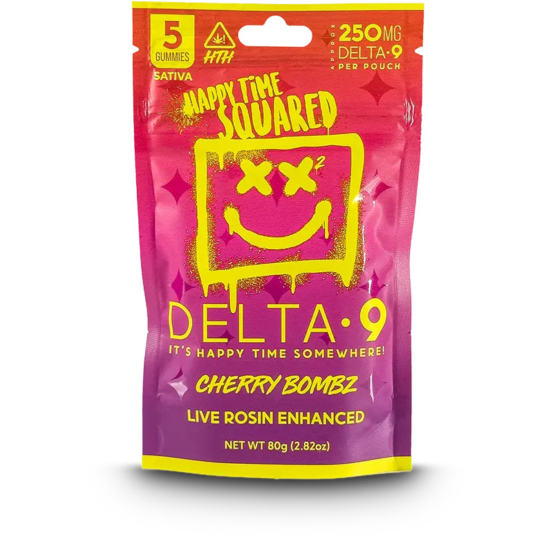 Happy Time Squared Delta 9 THC Live Rosin Enhanced Gummies - The Calm Leaf
