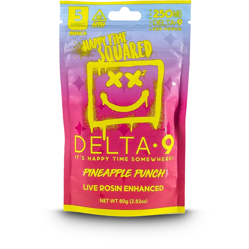Happy Time Squared Delta 9 THC Live Rosin Enhanced Gummies - The Calm Leaf