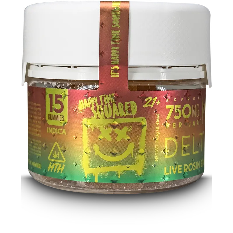 Happy Time Squared Delta 9 THC Live Rosin Enhanced Gummies - The Calm Leaf