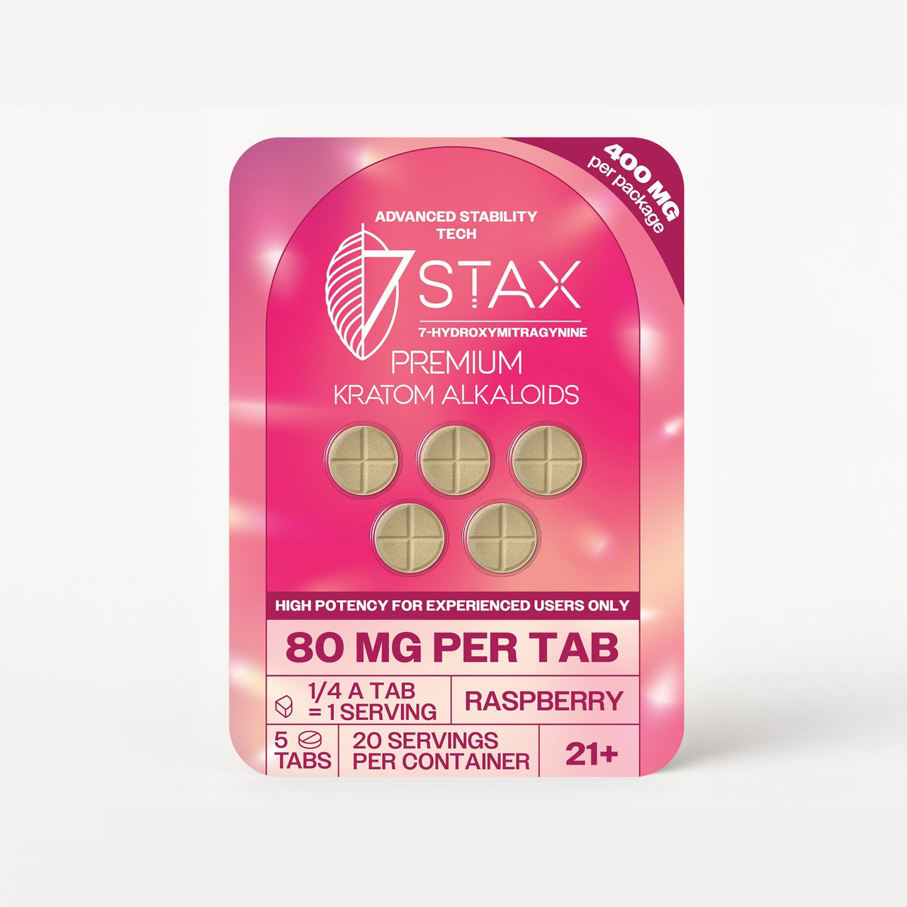 7Stax Premium Kratom Alkaloids 7-OH 5 Pack 80mg Tablets - Calm Leaf