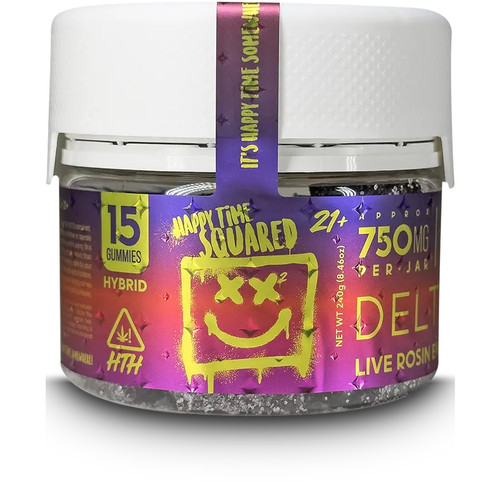 Happy Time Squared Delta 9 THC Live Rosin Enhanced Gummies - The Calm Leaf
