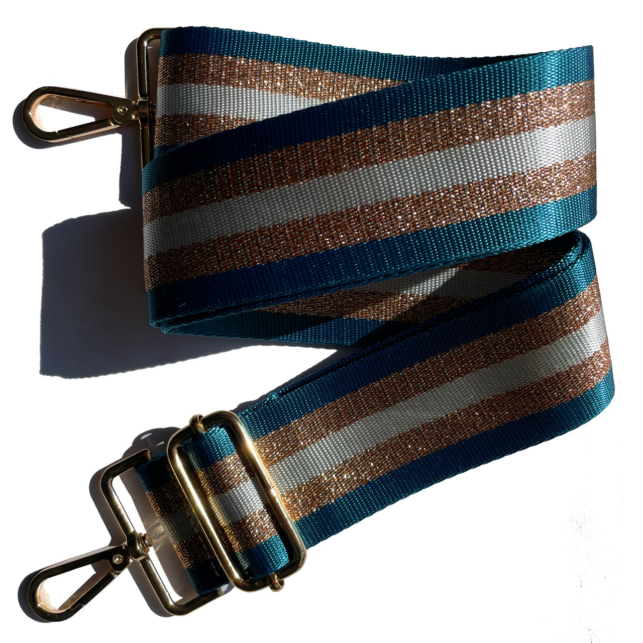 Adjustable Striped and Metallic Crossbody Straps